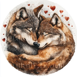 10 X Wolves & Hearts Clipart Bundle - High Quality Jpgs - Romantic ...