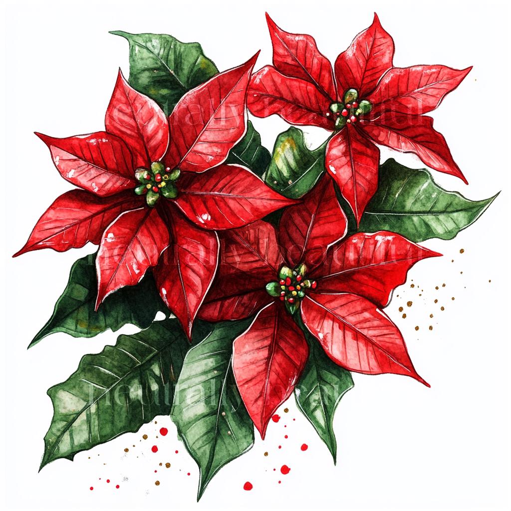 10 X Christmas Poinsettia Clipart - High Quality Jpgs - Holidays ...