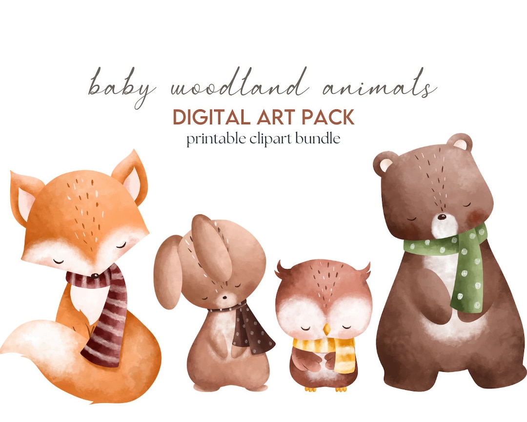 Cute Baby Woodland Animal Clipart - High Quality JPG/PNG Downloads ...