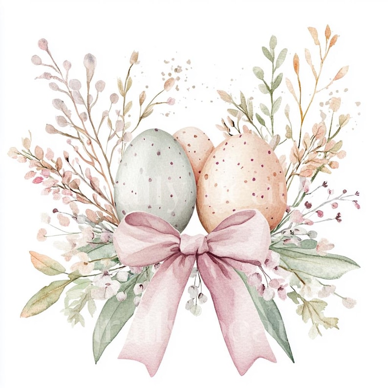 10 X Floral Easter Eggs Clipart Bundle, High Quality JPG Instant ...