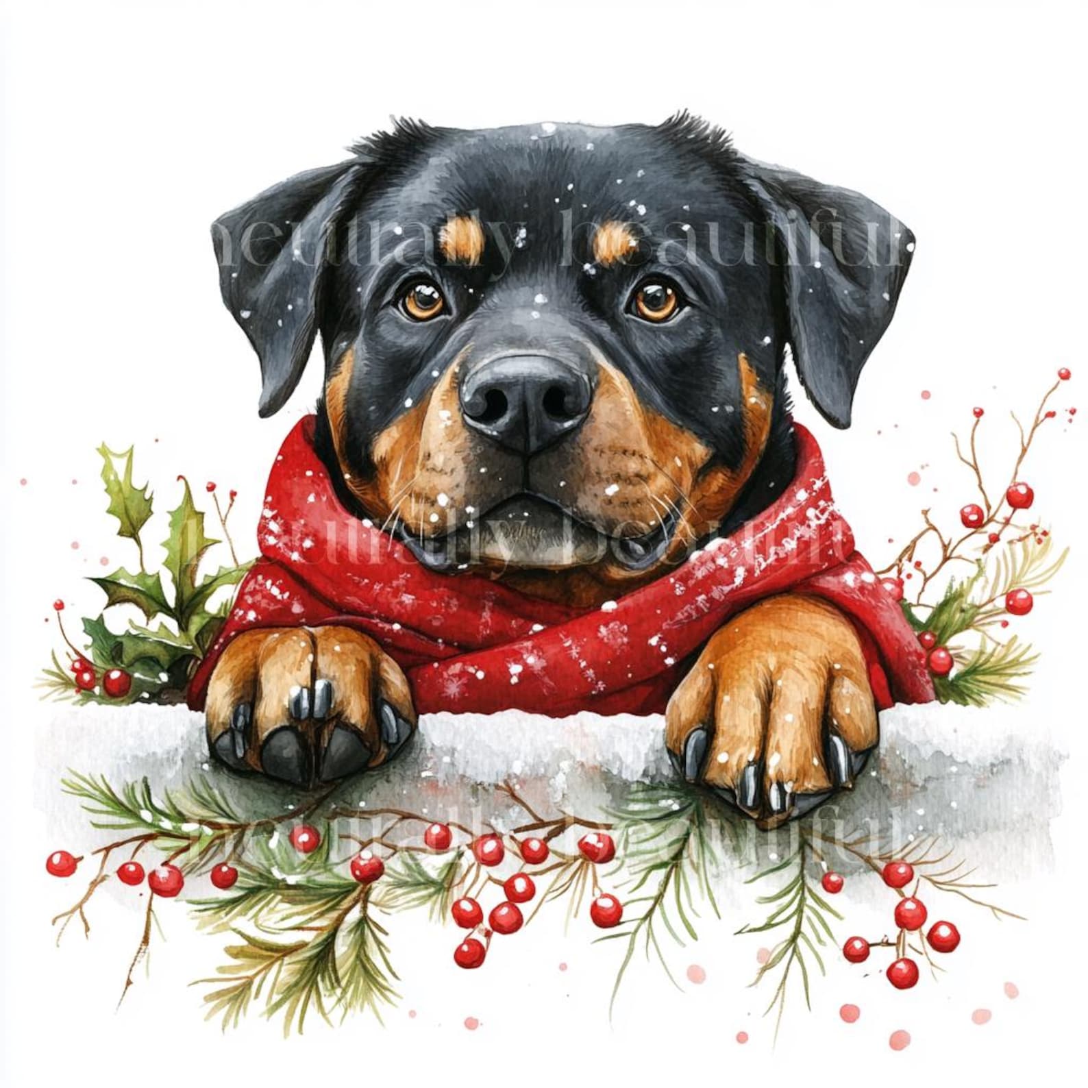 12 X Rottweilers at Christmas Clipart Bundle - High Quality Jpgs ...