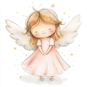 10 X Pink Angel Clipart Bundle - High Quality Jpgs - Baby Girl Angels ...