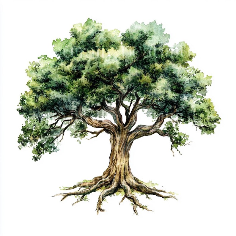 10 X Oak Trees Clipart Bundle - High Quality Jpgs - Botanical Old Oak ...