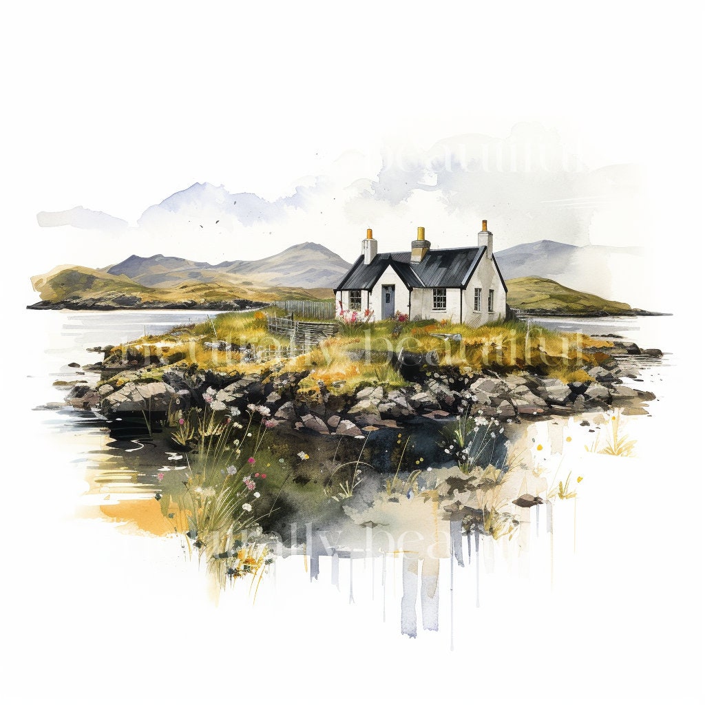 10 Crofters Cottage Clipart, Outer Hebrides Scotland, High Quality ...