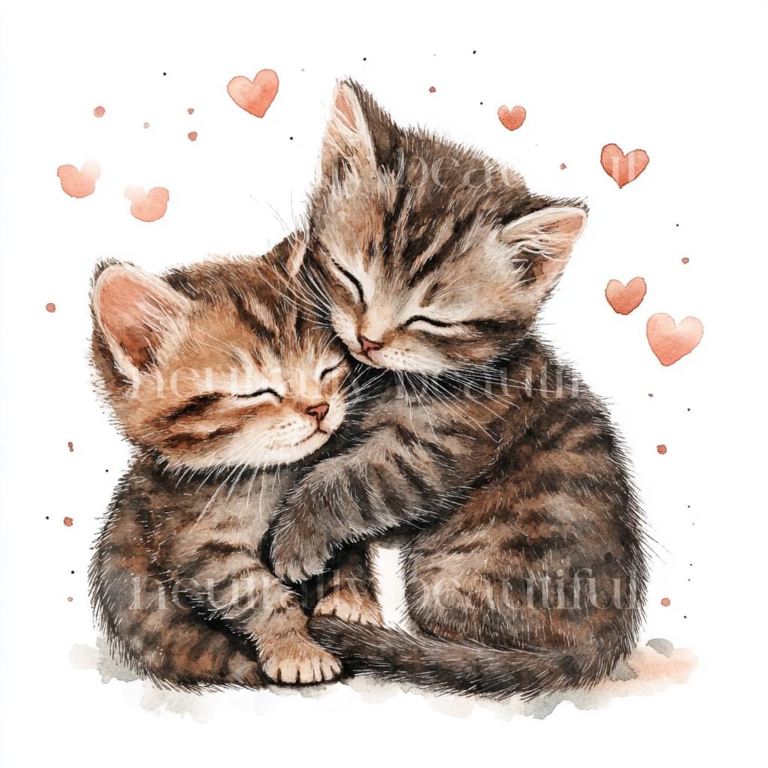 10 X Kittens & Hearts Clipart Bundle - High Quality Jpgs - Romantic ...