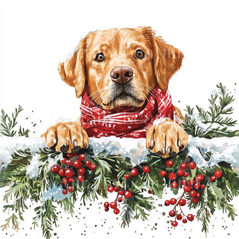 12 X Fox Red Labrador at Christmas Clipart Bundle - High Quality Jpgs ...