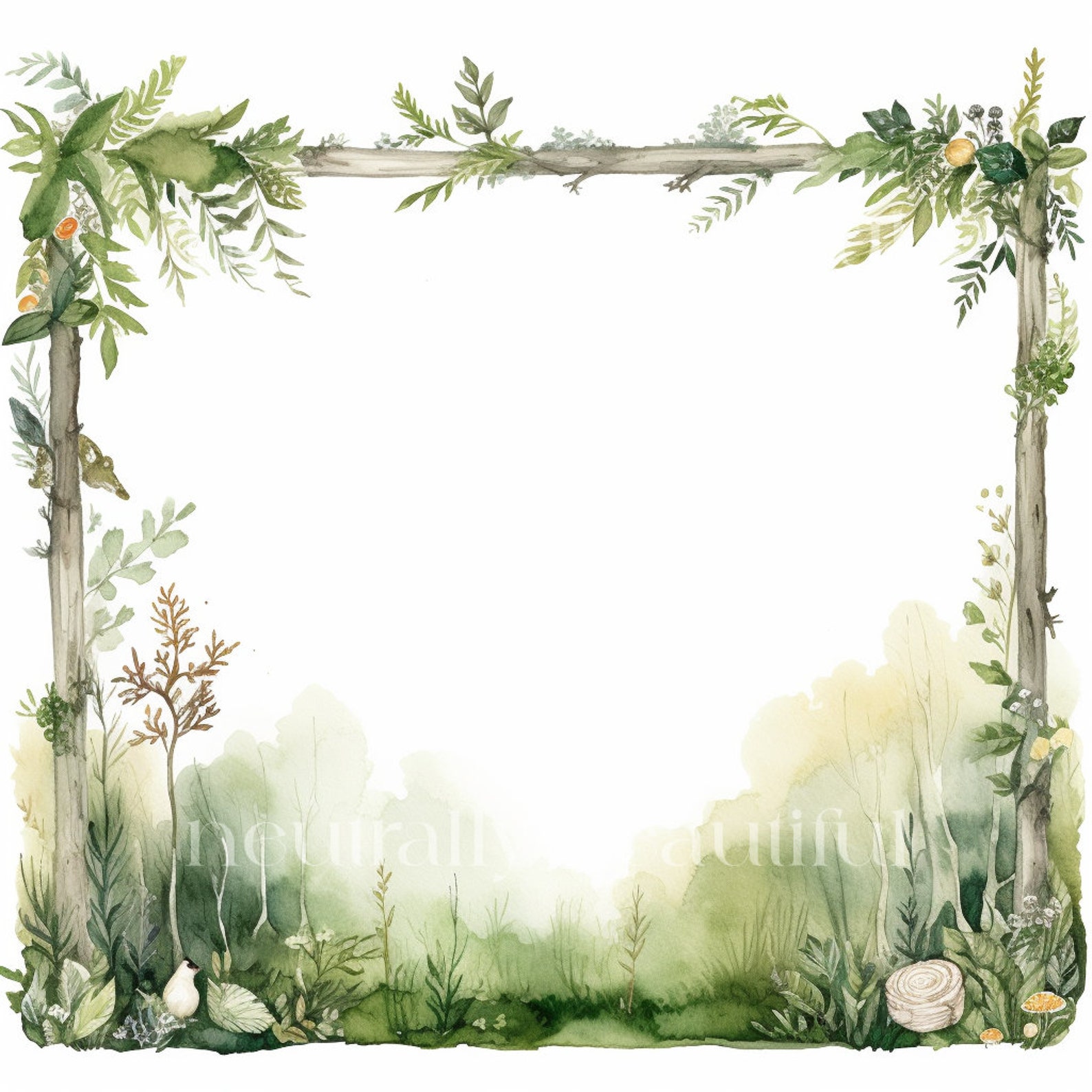 20 X Forest Themed Borders & Edges Downloadable Clipart Watercolour ...