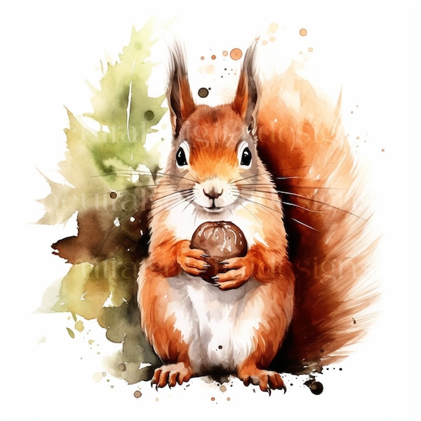 Woodland Squirrel Clipart - Etsy