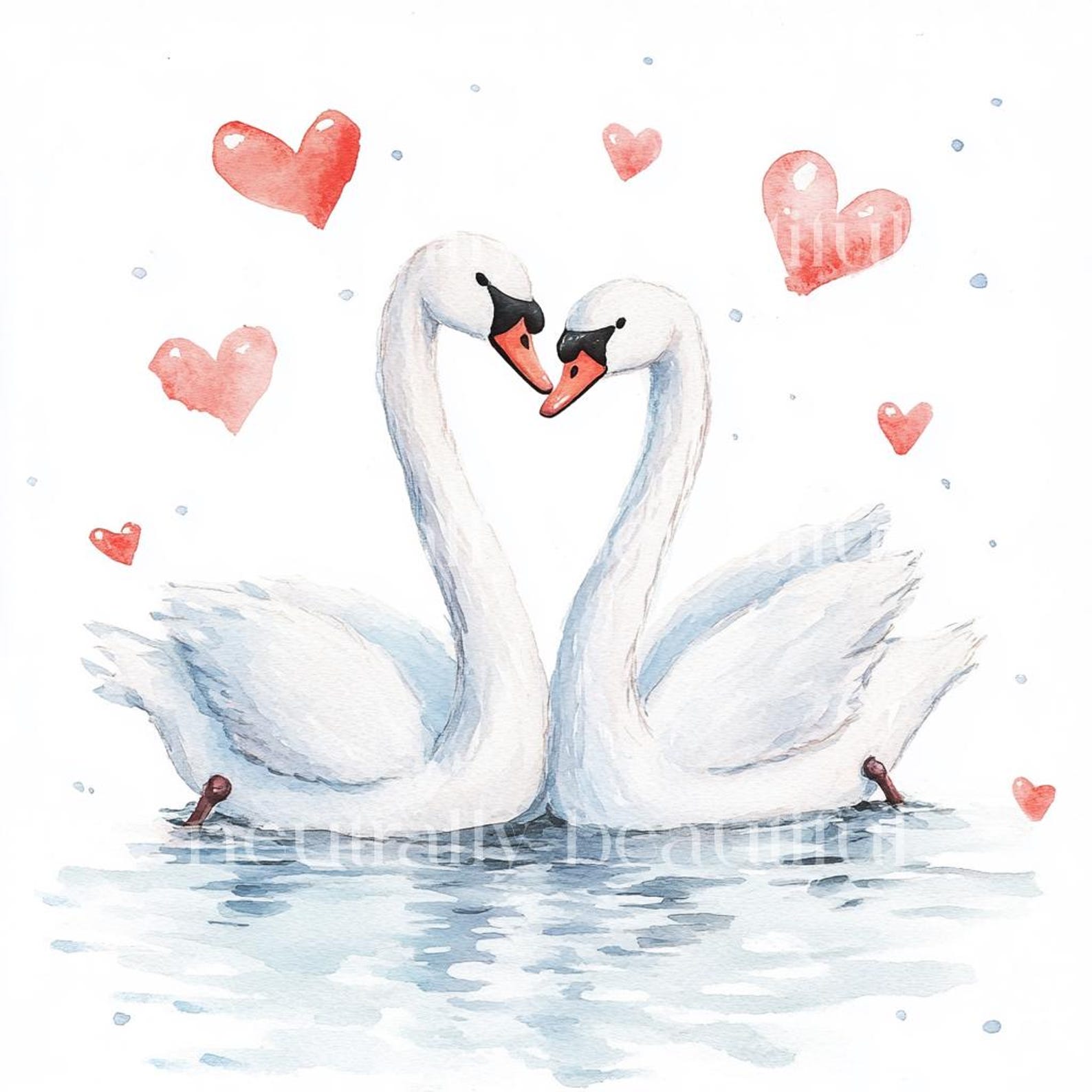 10 X Swans & Hearts Clipart Bundle - High Quality Jpgs - Romantic ...