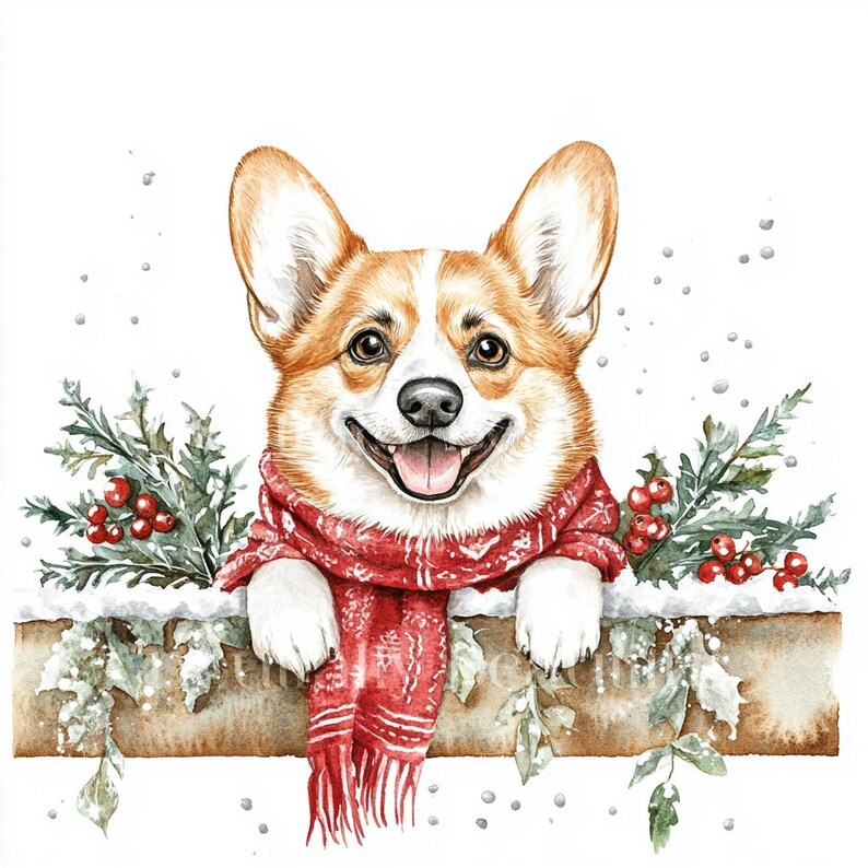 12 X Corgi Dogs at Christmas Clipart Bundle - High Quality Jpgs Festive ...