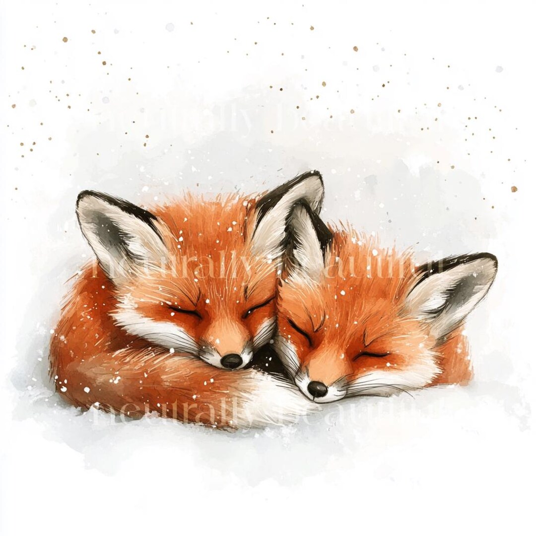 10 X Curled up Foxes Clipart - High Quality Jpgs - Foxes in the Snow ...