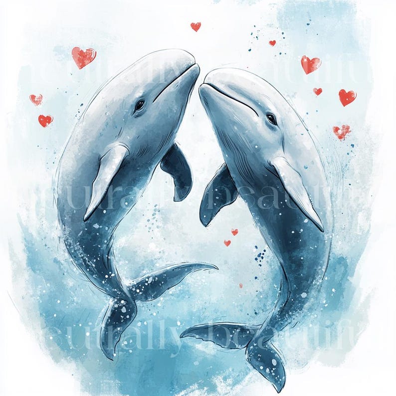 10 X Beluga Whales & Hearts Clipart Bundle - High Quality Jpgs ...