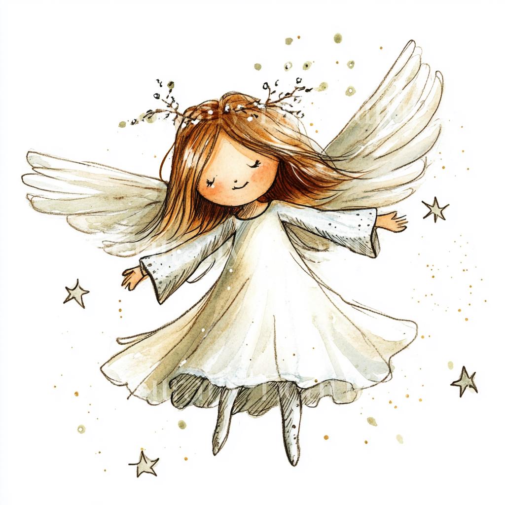 Christmas Angel Drawing With Colour