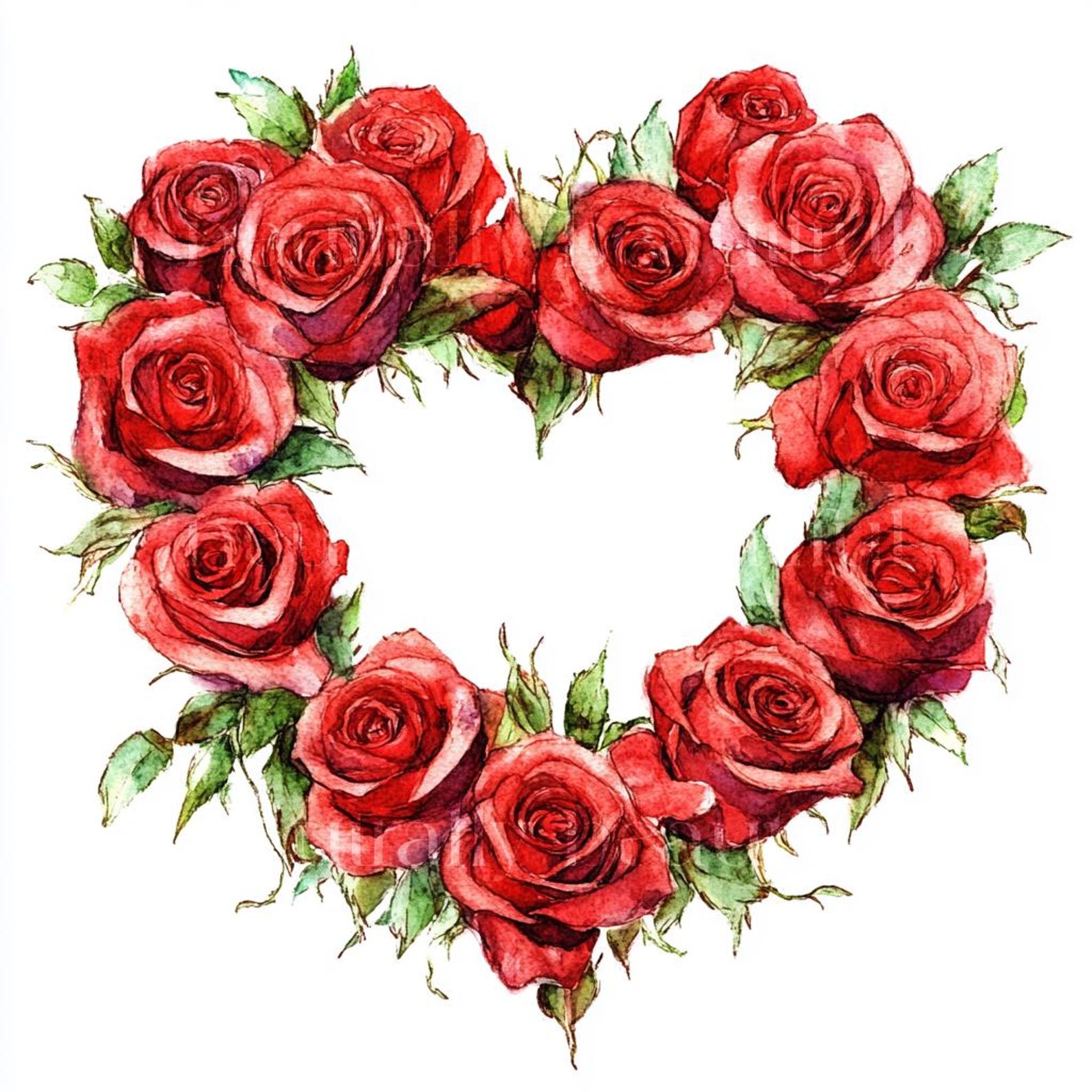 10 X Red Rose Heart Wreaths Valentine's Clipart Bundle - High Quality ...