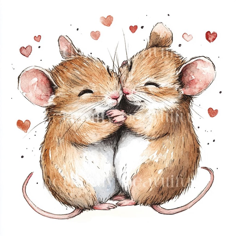 12 X Mice & Hearts Clipart Bundle - High Quality Jpgs - Romantic ...