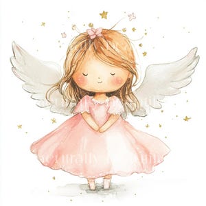 10 X Pink Angel Clipart Bundle - High Quality Jpgs - Baby Girl Angels ...