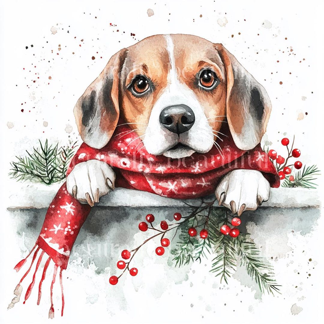 12 X Beagles at Christmas Clipart Bundle - High Quality Jpgs Festive ...