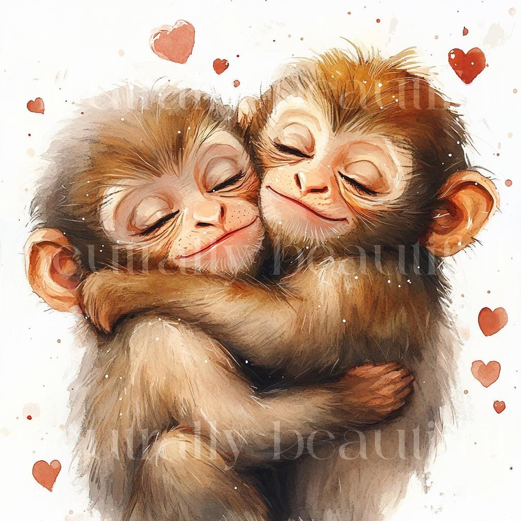 12 X Monkeys & Hearts Clipart Bundle - High Quality Jpgs - Romantic ...