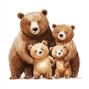 10 X Family of Brown Bears Clipart - High Quality JPG Bundle - Baby ...