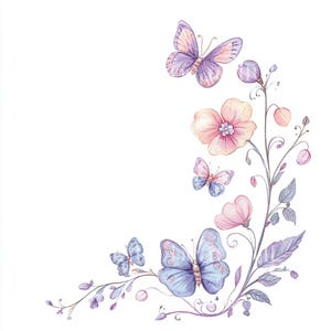 12 X Pretty Butterfly Corners & Edges Downloadable Clipart ...