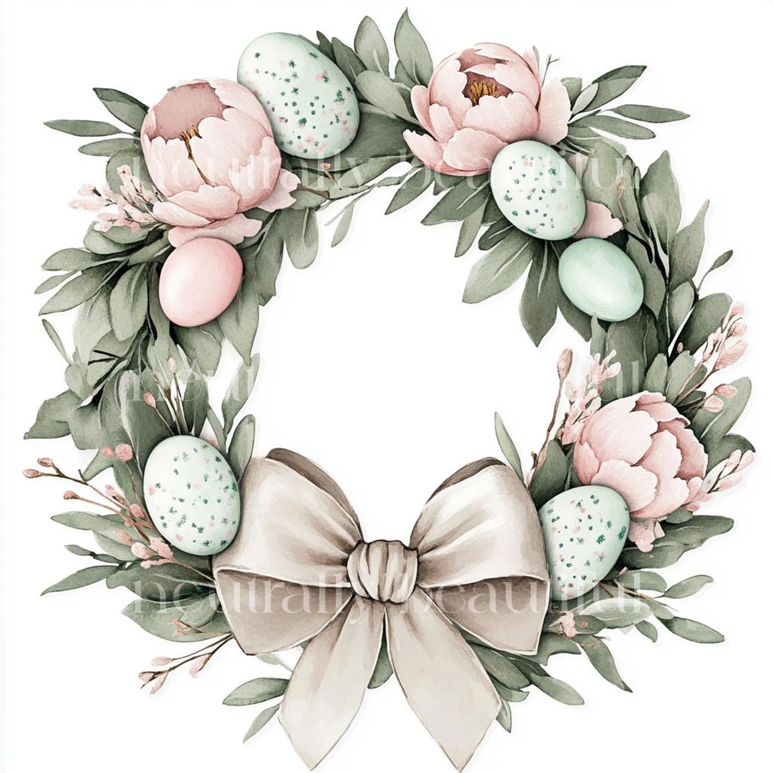 10 X Easter Floral Wreaths Clipart Bundle, High Quality JPG Instant ...