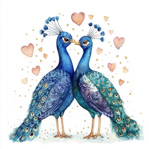10 X Peacocks & Hearts Clipart Bundle - High Quality Jpgs - Romantic ...