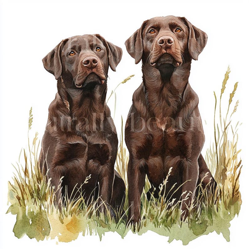 12 X Two Chocolate Labradors Clipart Bundle - High Quality Jpgs ...