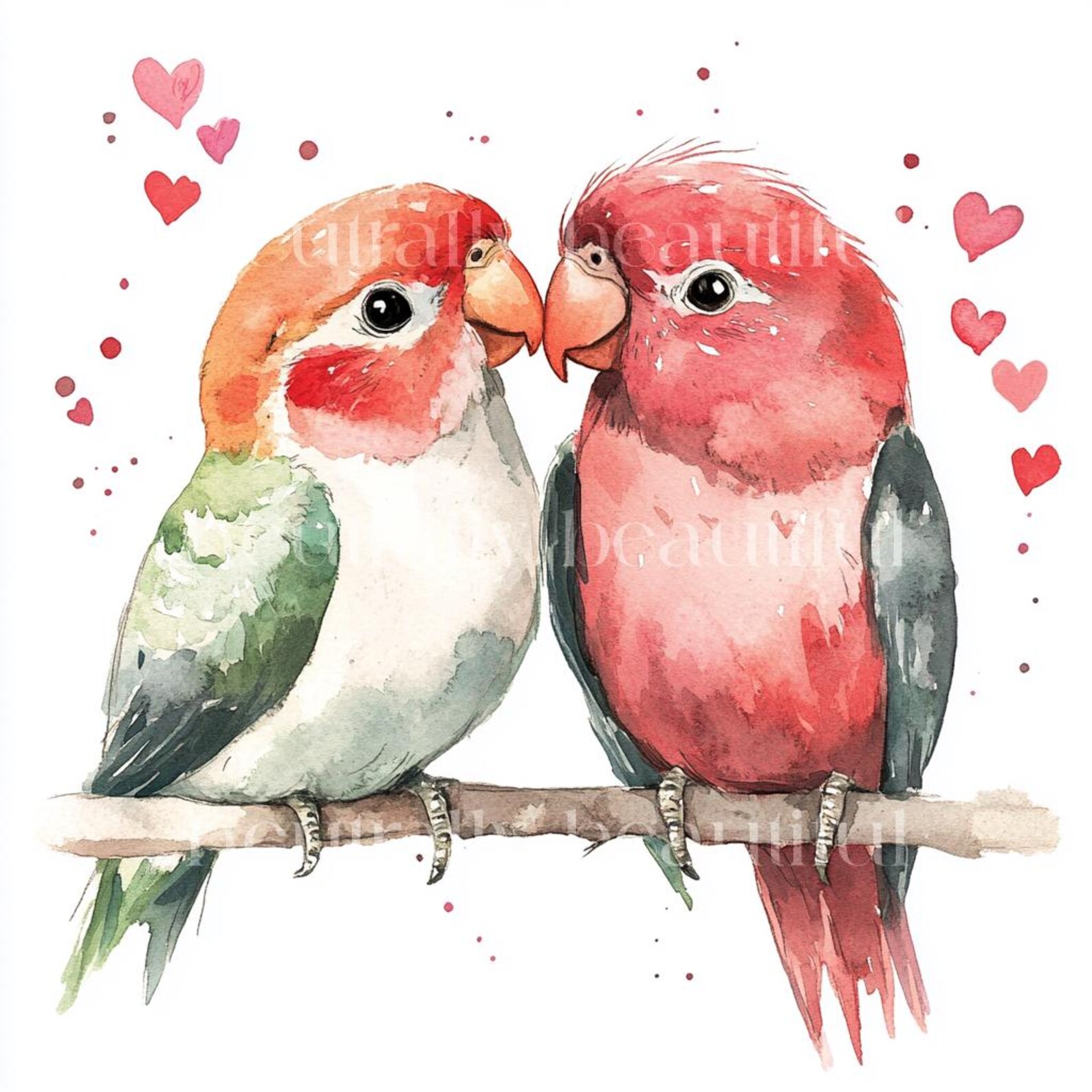 10 X Parrots & Hearts Clipart Bundle - High Quality Jpgs - Romantic ...