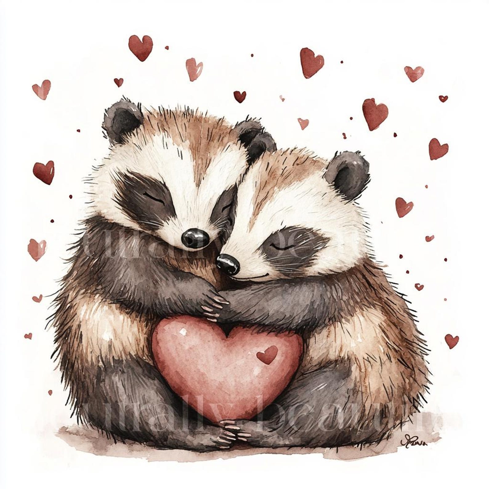 10 X Badgers & Hearts Clipart Bundle - High Quality Jpgs - Romantic ...