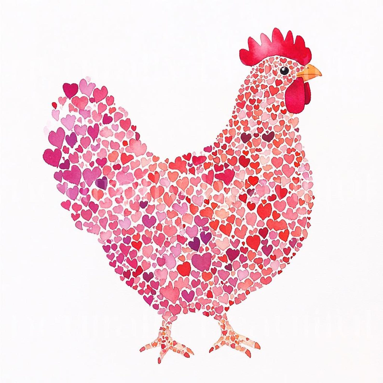 10 X Chickens & Hearts Clipart Bundle - High Quality Jpgs - Romantic ...
