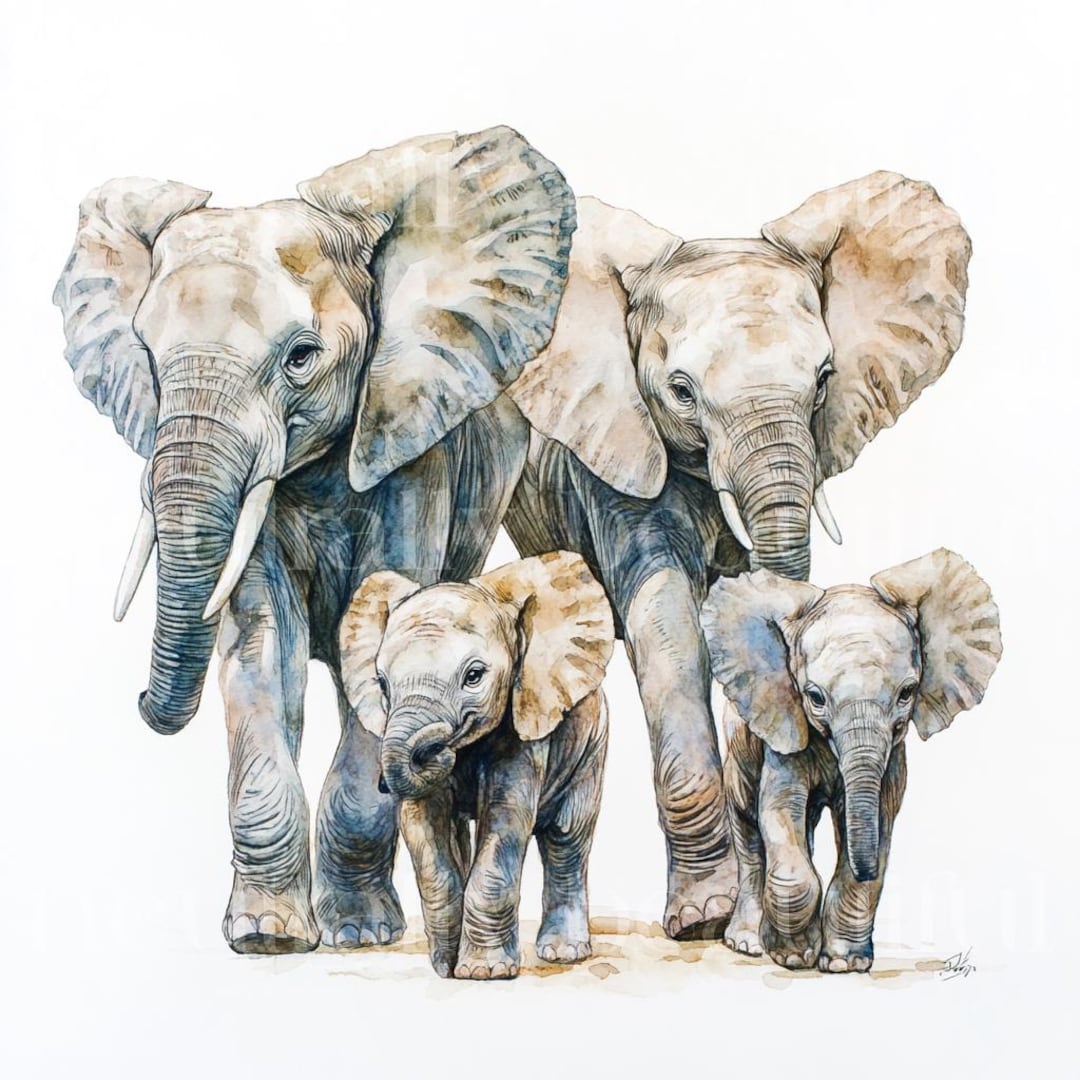 10 X Family of Elephants Clipart - High Quality JPG Bundle - Baby ...