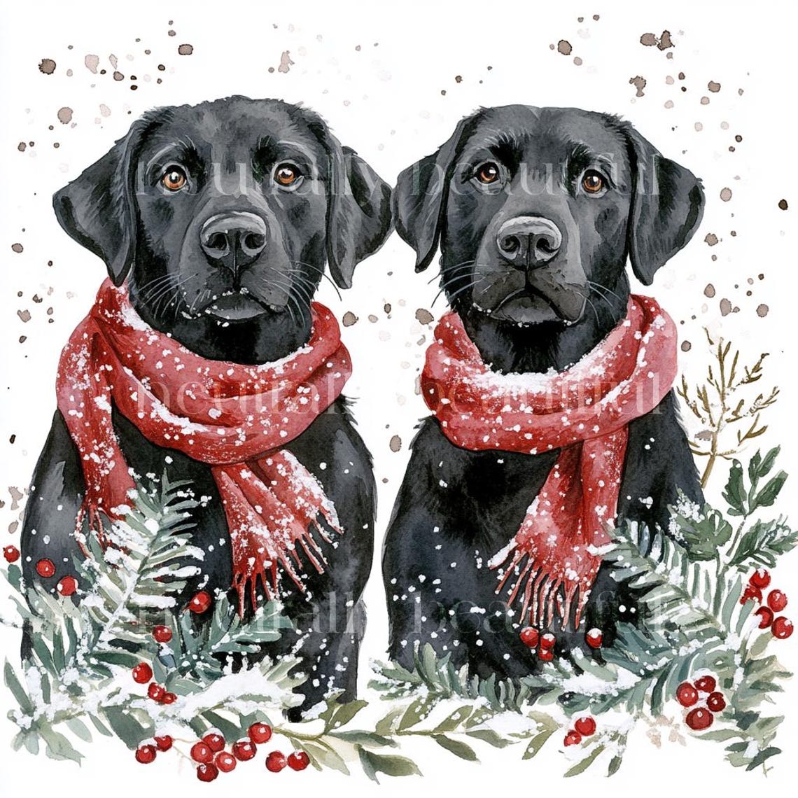 12 X Black Labradors at Christmas Clipart Bundle - High Quality Jpgs ...