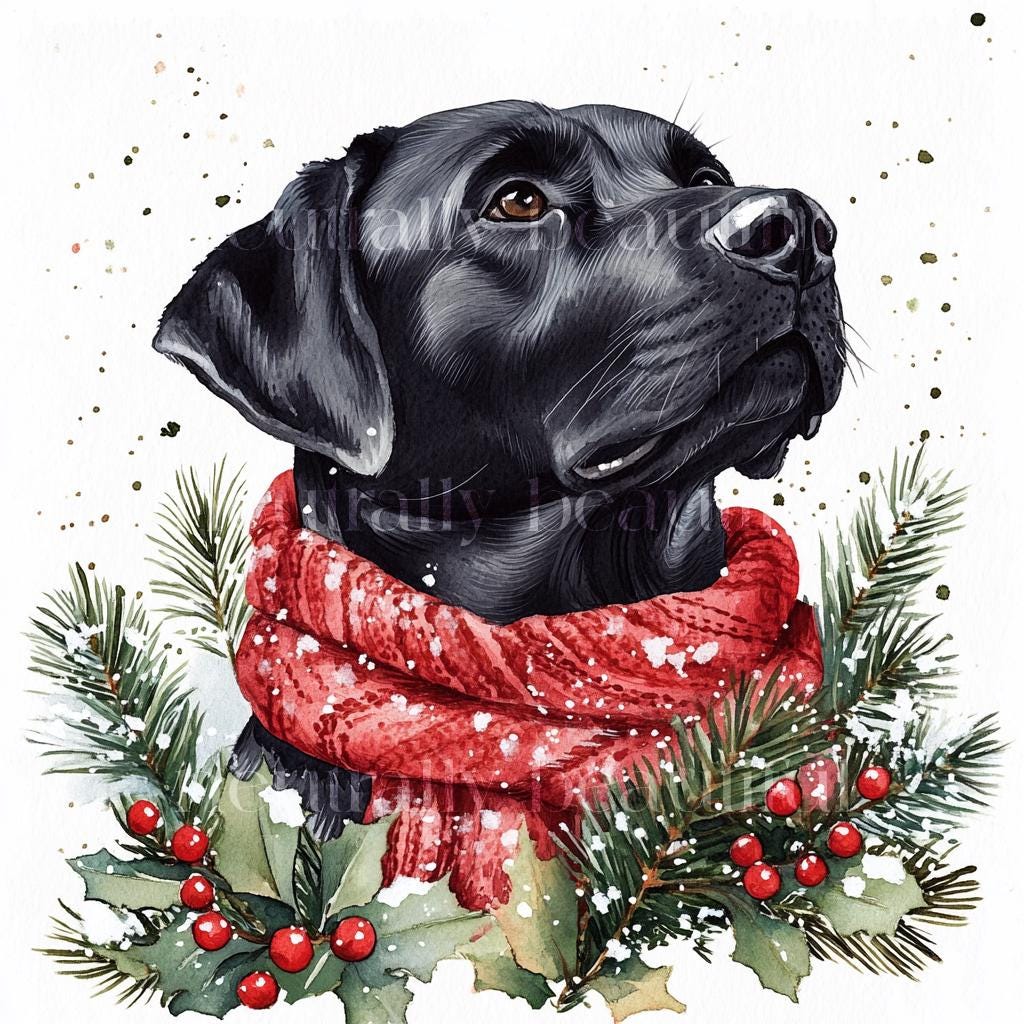 12 X Black Labrador at Christmas Clipart Bundle - High Quality JPG ...