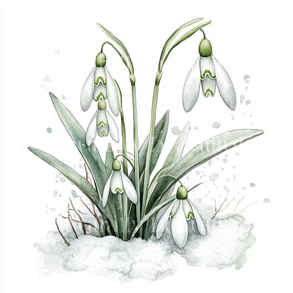 10 X Snowdrops Flowers Clipart Bundle - High Quality Jpgs - Snowdrops ...