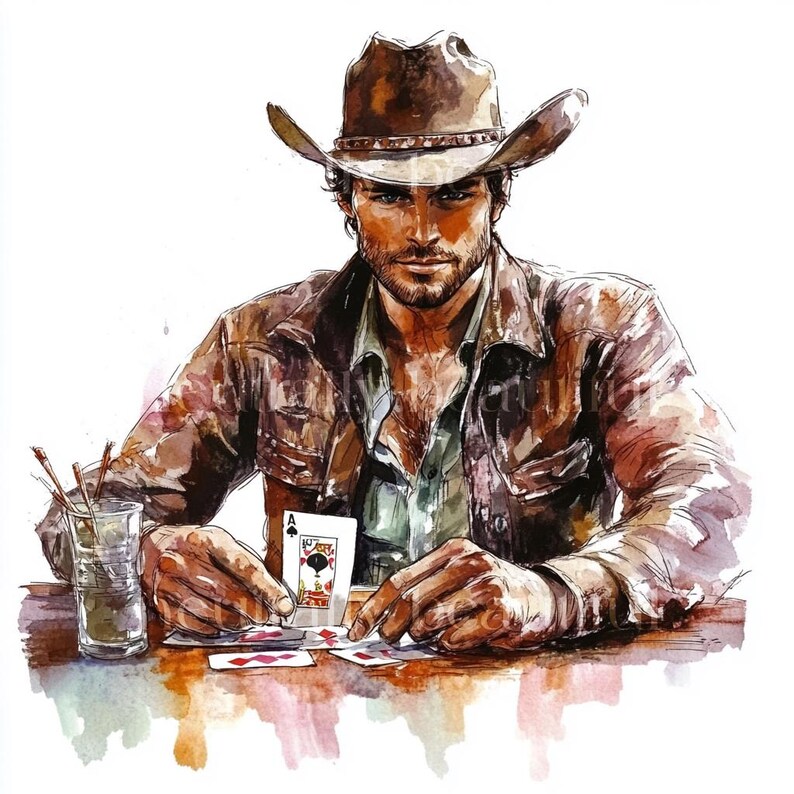 10 X Cowboys Playing Cards Clipart Bundle - High Quality Jpgs - Western ...