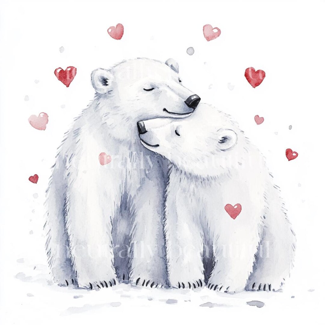 10 X Polar Bears & Hearts Clipart Bundle - High Quality Jpgs - Romantic ...