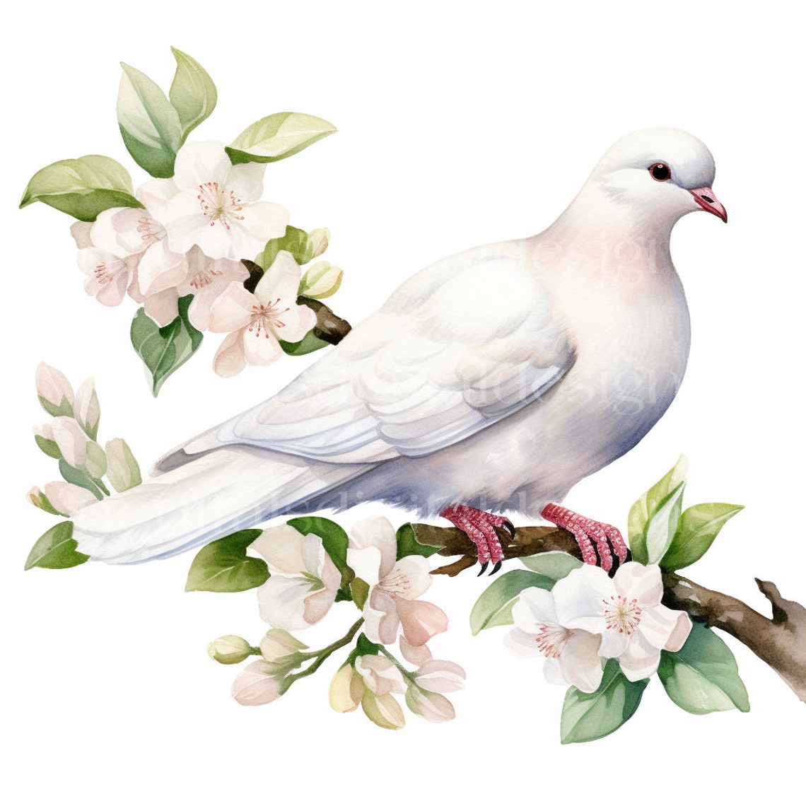 Beautiful White Doves Watercolour Clipart 10 High Quality Downloadable ...
