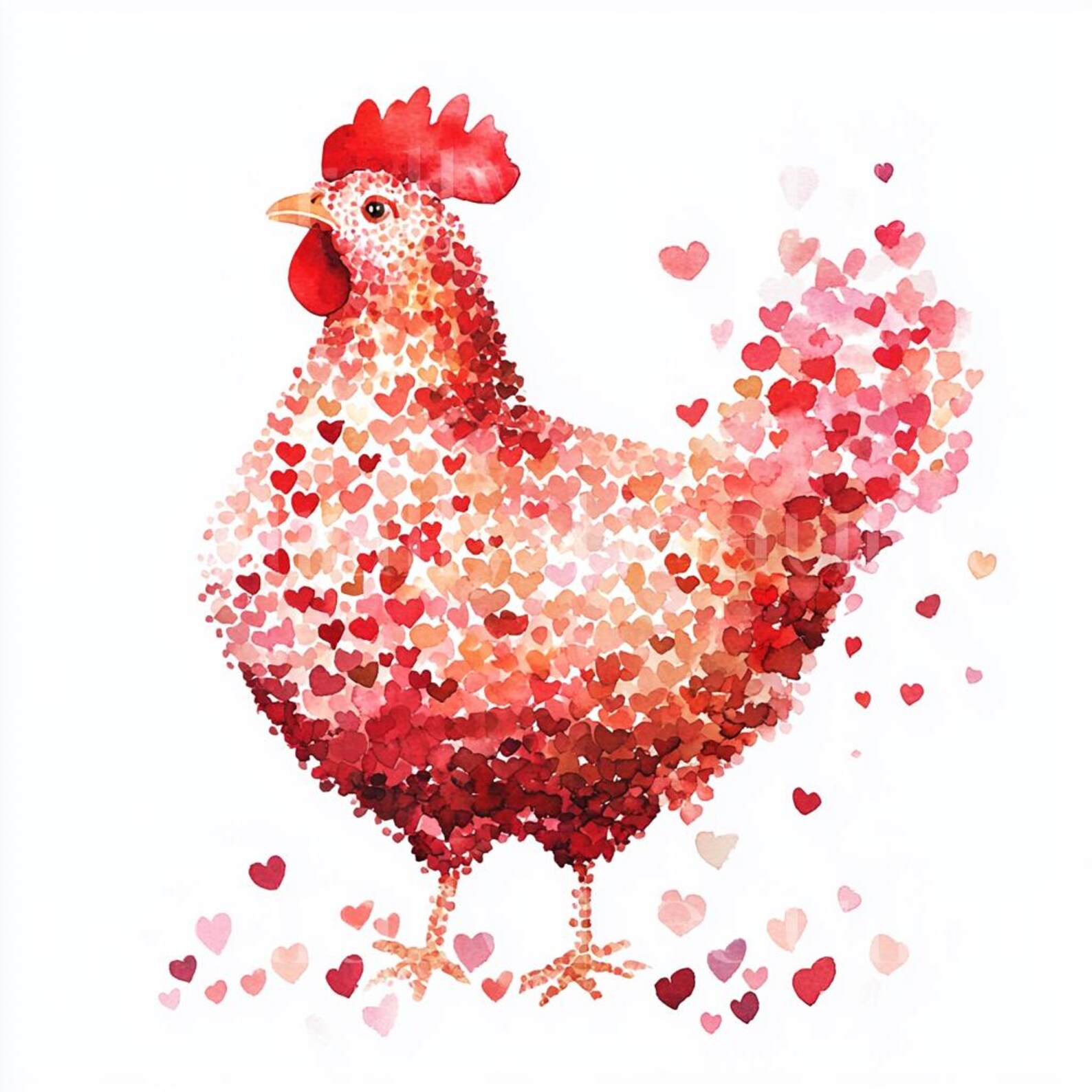 10 X Chickens & Hearts Clipart Bundle - High Quality Jpgs - Romantic ...