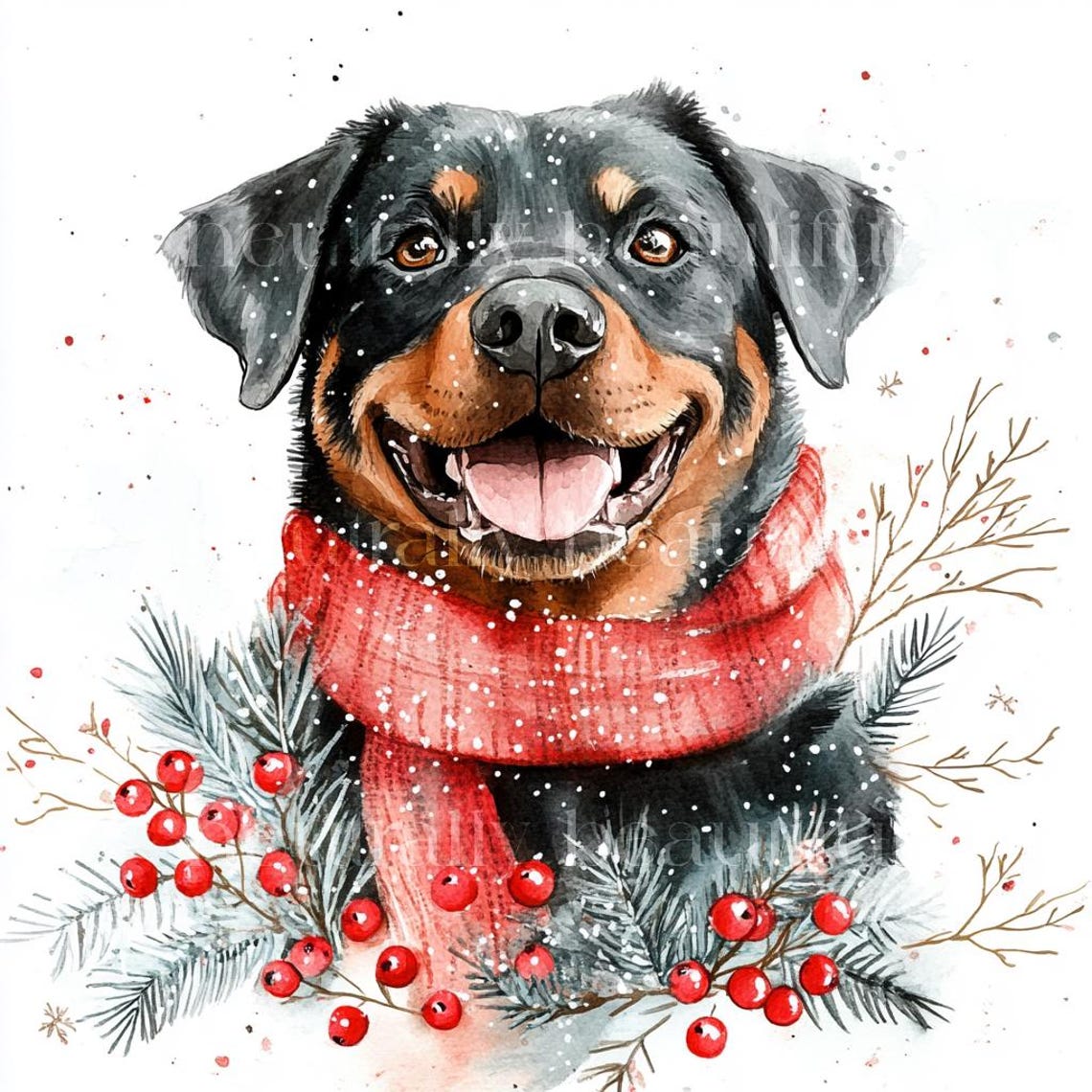 12 X Rottweilers at Christmas Clipart Bundle - High Quality Jpgs ...