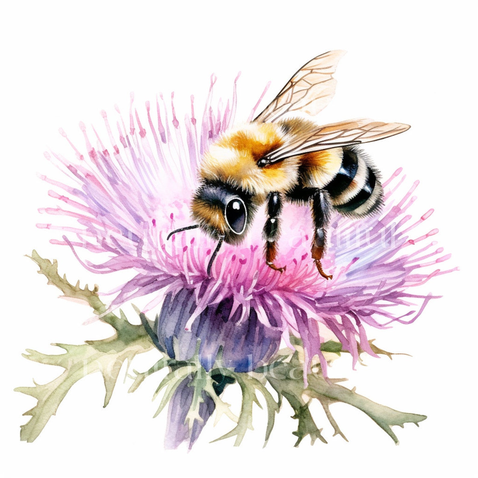 10 Watercolour Bee Clipart - Bees on Flowers, High Quality JPG ...