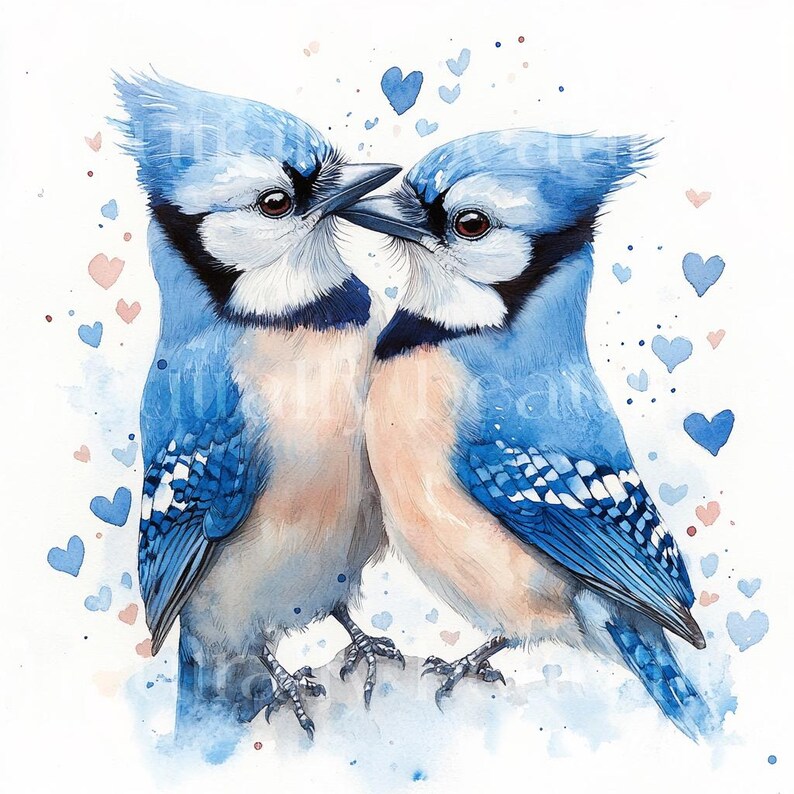 10 X Blue Jays & Hearts Clipart Bundle - High Quality Jpgs - Romantic ...