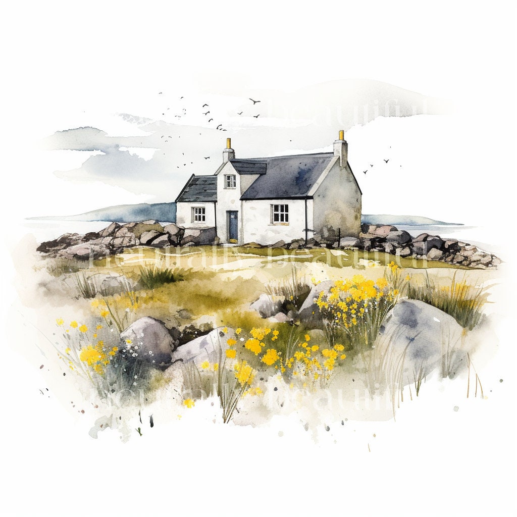 10 Crofters Cottage Clipart, Outer Hebrides Scotland, High Quality ...
