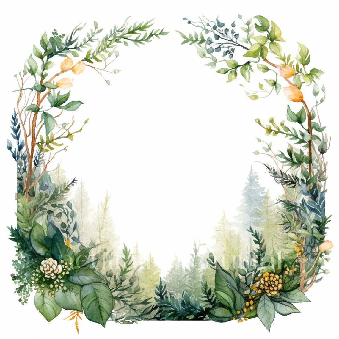 20 X Forest Themed Borders & Edges Downloadable Clipart Watercolour ...