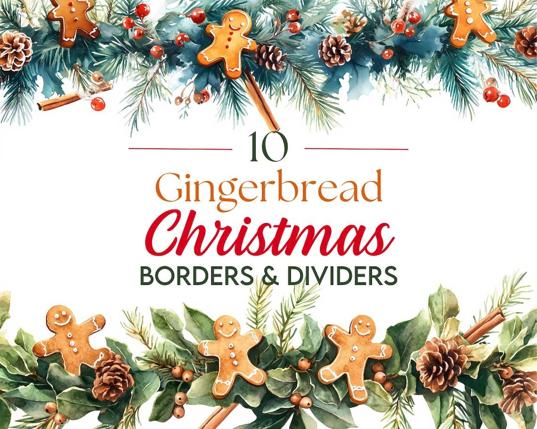 10 X Gingerbread Christmas Borders/edges Downloadable Clipart Bundle ...