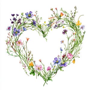 12 X Wildflower Hearts Clipart Bundle - High Quality Jpgs - Floral ...