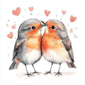 10 X Robins & Hearts Clipart Bundle - High Quality Jpgs - Romantic ...