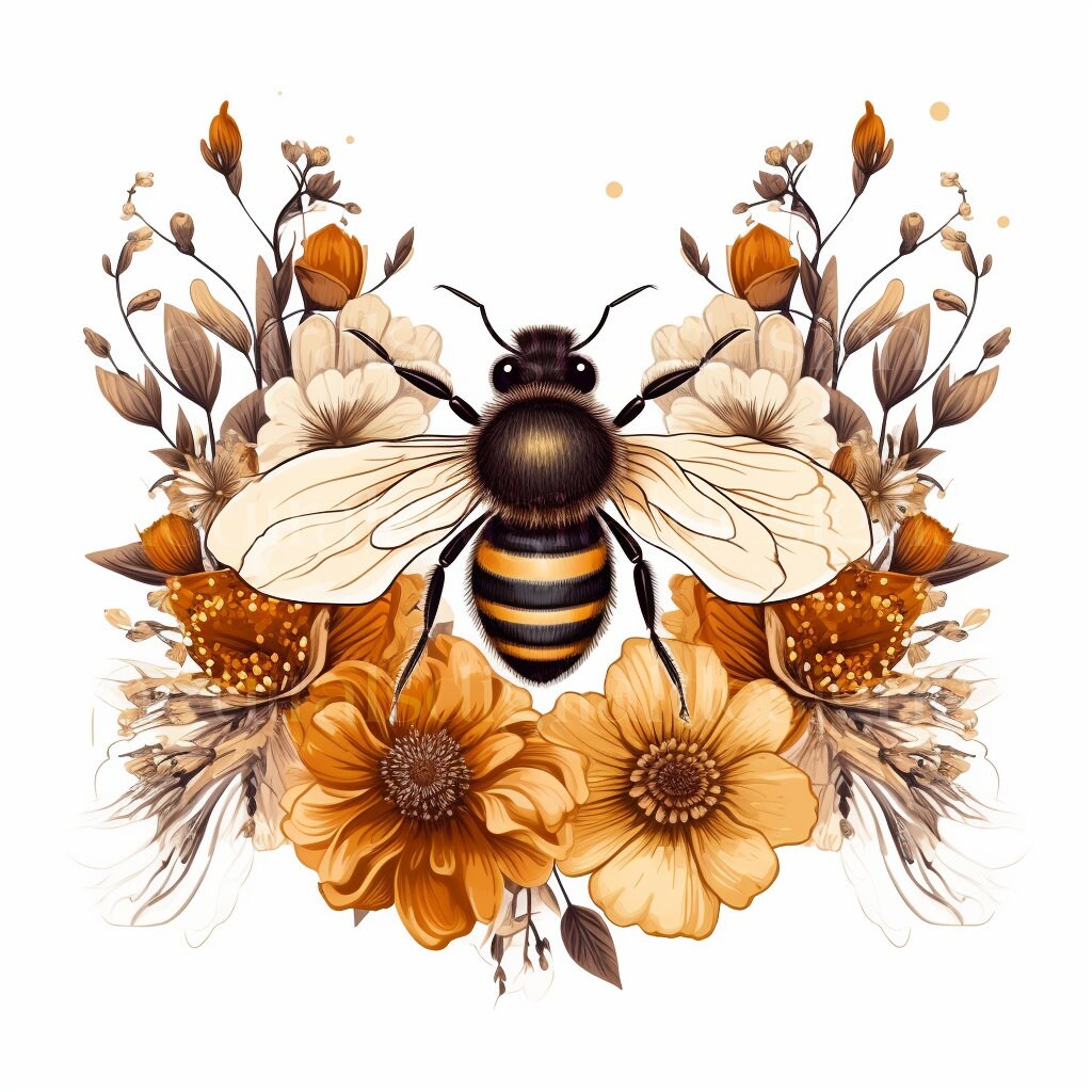 10 X Vector-style Floral Bee Digital Elements - High Quality JPG ...