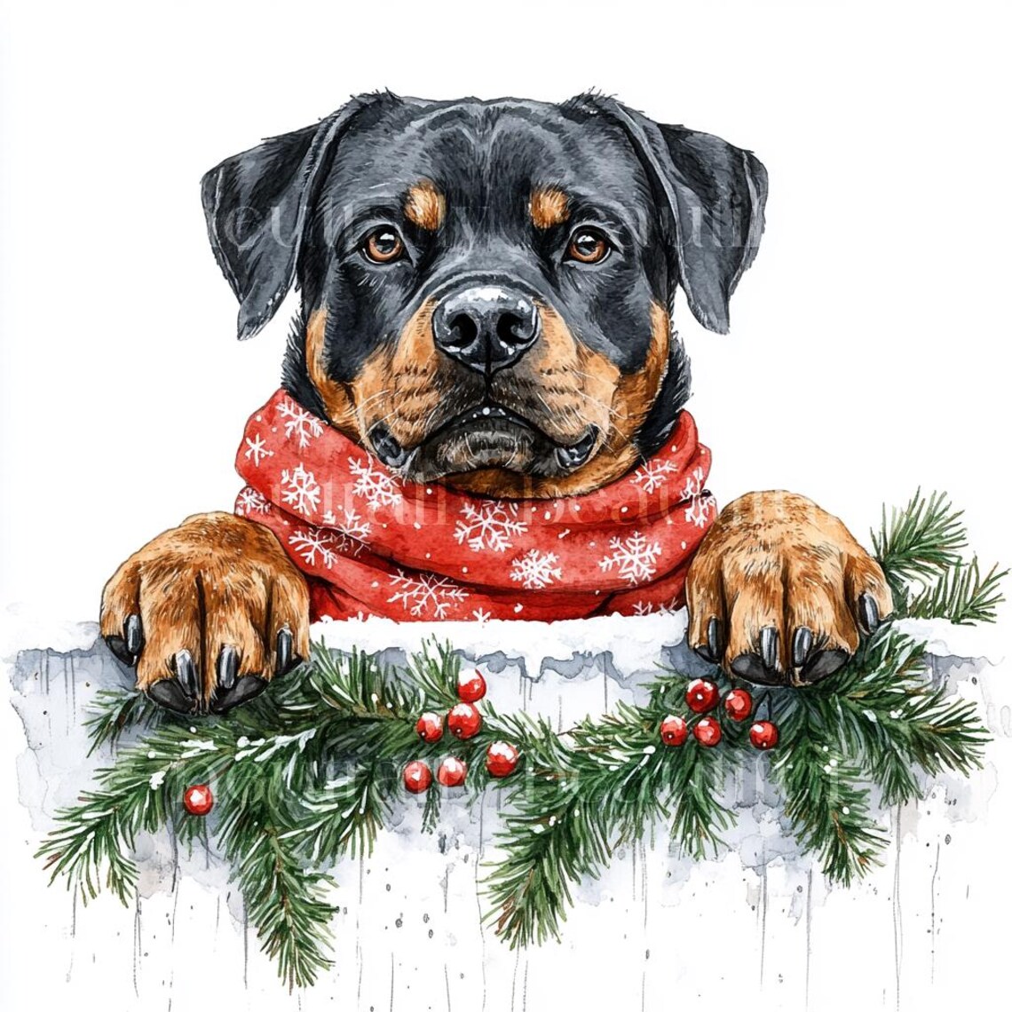 12 X Rottweilers at Christmas Clipart Bundle - High Quality Jpgs ...