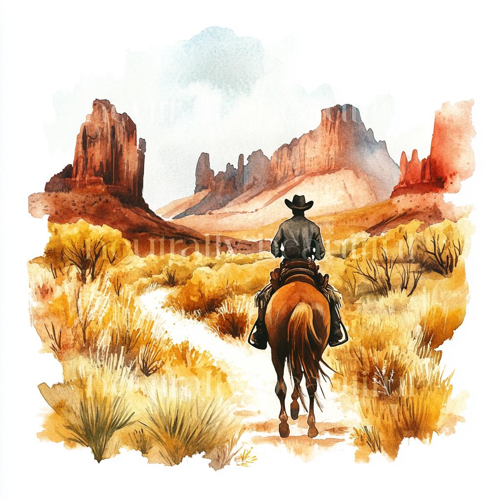 10 X Cowboy Scenery Clipart Bundle - High Quality Jpgs - Western Cowboy ...