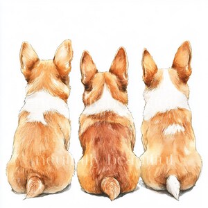 18 X Corgi Dogs Clipart Bundle - High Quality JPG Watercolour Printable ...